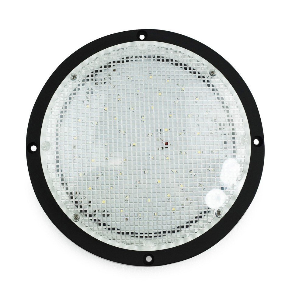NEW RV TRAILER CAMPER 5TH WHEEL Black 8.5" ROUND SCARE PORCH 12V LED ...