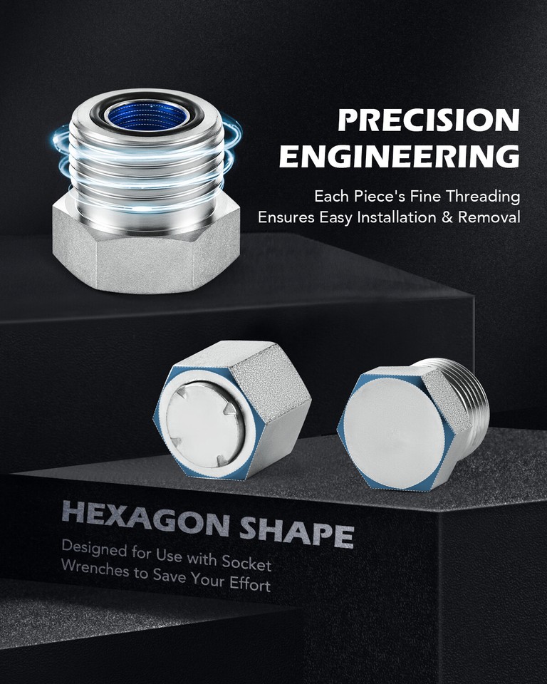 64 Piece ORFS O-Ring Plug and Cap Hydraulic Flat Face Seal Fittings ORS ...