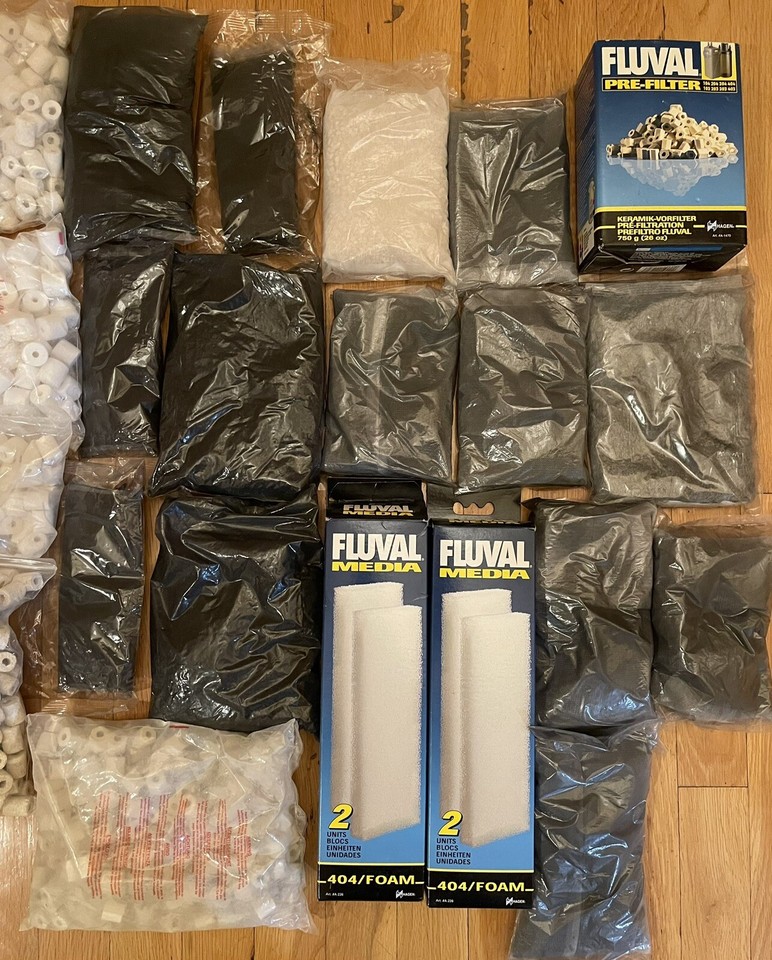 FLUVAL 404 (22 ITEMS) NEW ASSORTED FILTER MEDIA-CERAMIC-CARBON-FOAM ...
