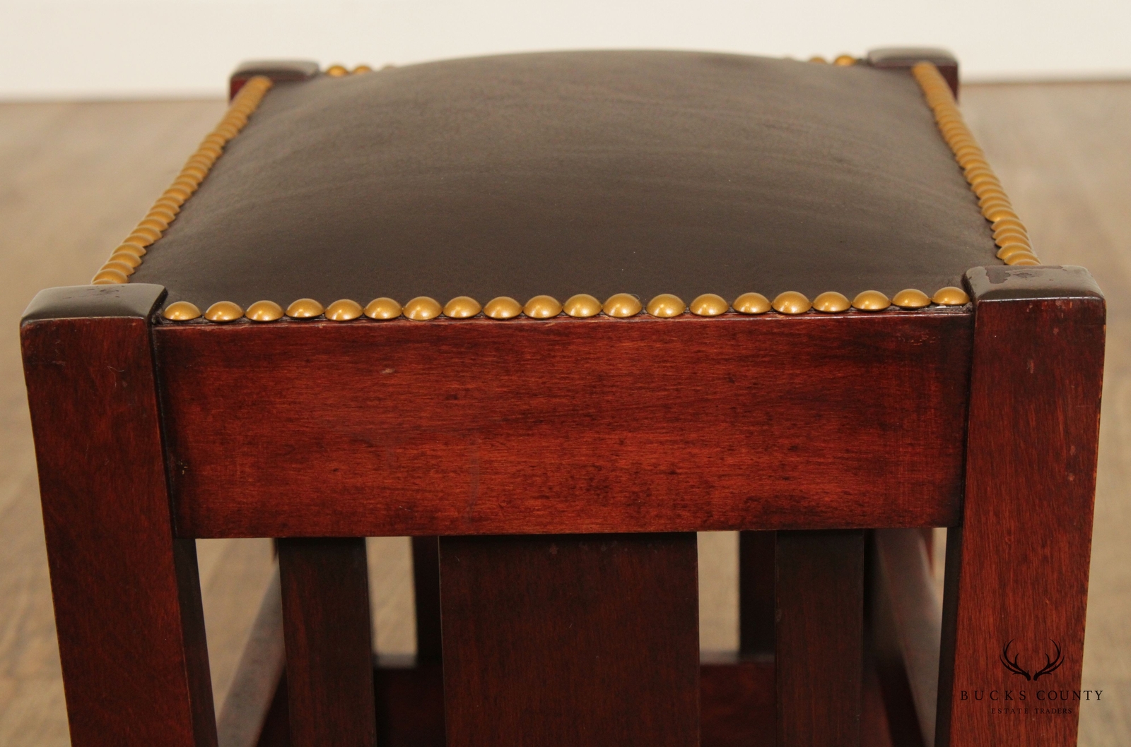 Stickley Bros. Antique Mission Style Mahogany and Leather Foot Stool or ...