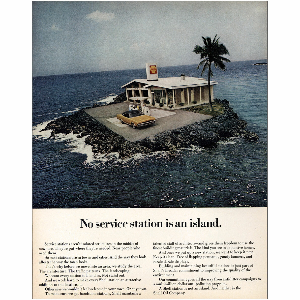 1970 Shell Oil: No Service Station Is An Island Vintage Print Ad | eBay
