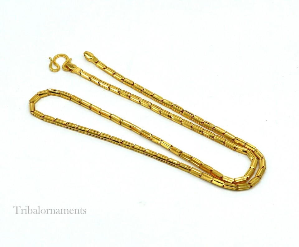 22kt 24 inches yellow gold handmade baht chain best gifting necklace ...