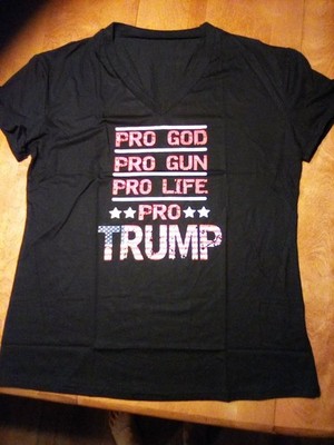 Woman's MAGA tshirt, Pro Trump tee, V Neck Tee shirt XL | eBay