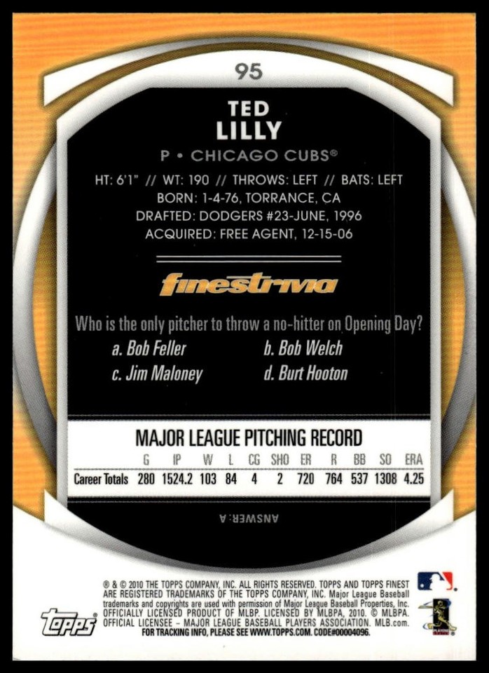 2010 Finest Ted Lilly #95 | eBay