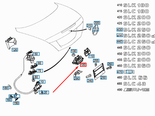 Genuine MERCEDES BENZ SLK R172 Rear Lid Boot Trunk Release Handle for ...