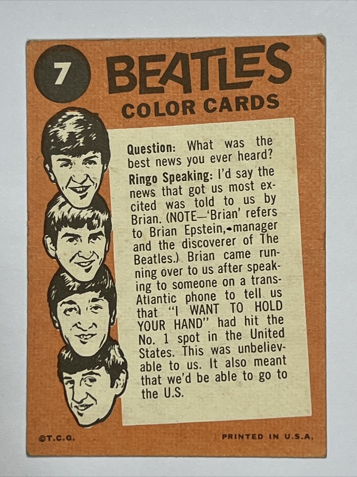 1964 Topps Beatles Color Cards The Beatles #7 *FSCardz* | eBay