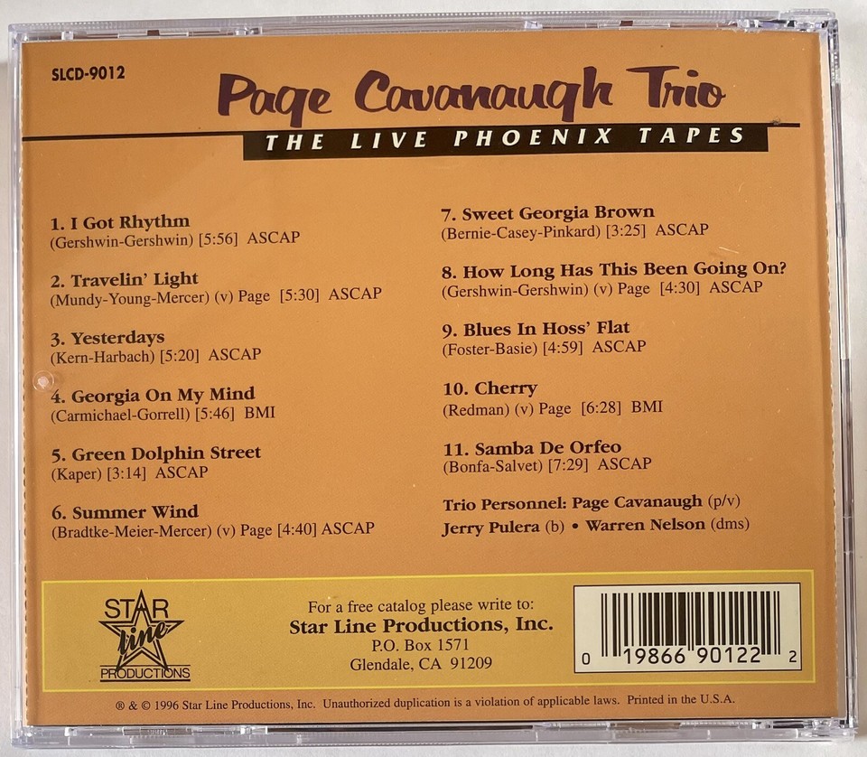 Page Cavanaugh Trio - Page Three - The Live Phoenix Tapes - Superb Like ...