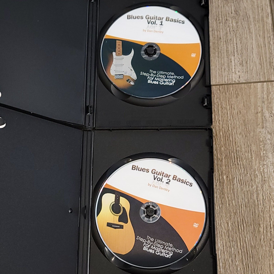 BLUES GUITAR BASICS VOL. 1 and VOL. 2 by DAN DENLEY DVDS INSTRUCTIONAL ...