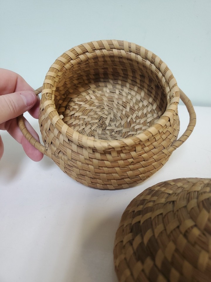 VTG *rare* SWEETGRASS hand-woven BASKET w/ lid GULLAH SC low-country | eBay