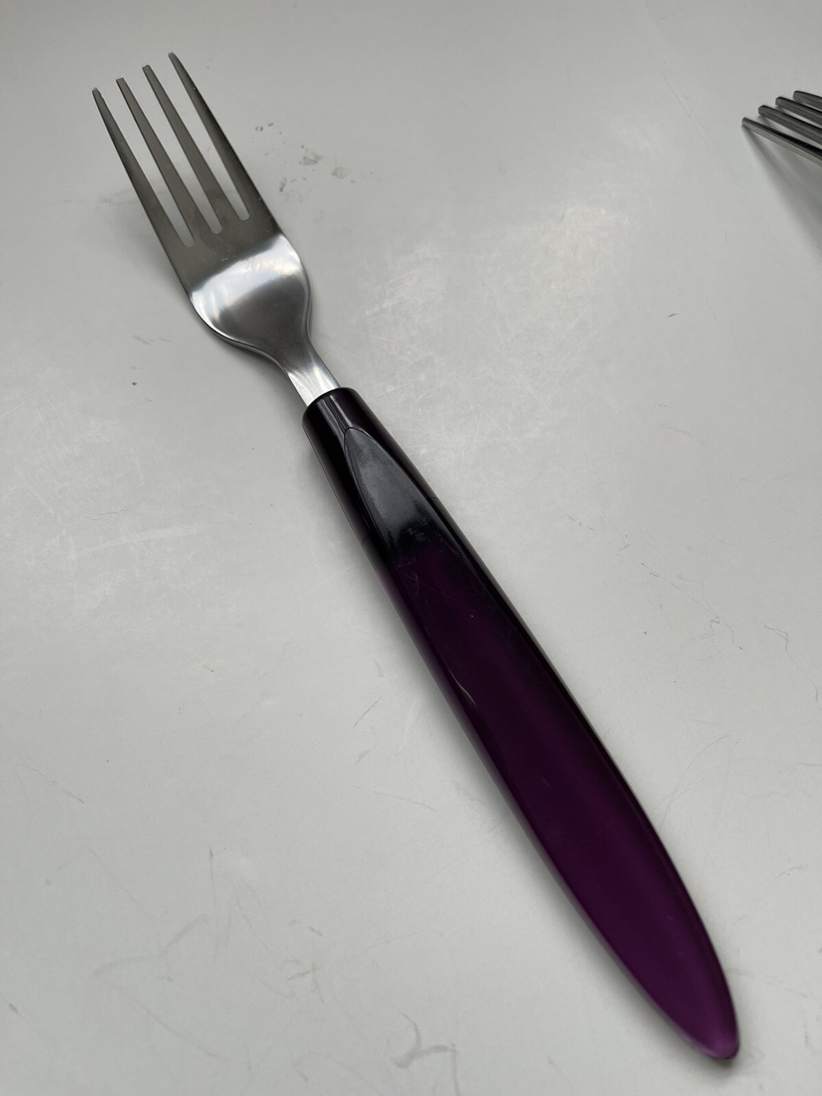 Purple Amethyst Acrylic Stainless Tapered Pointed Tip DINNER FORK 7.75 ...