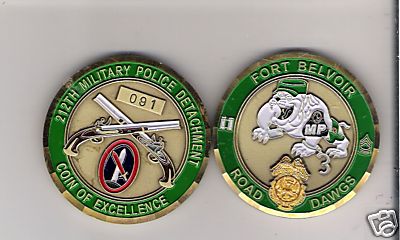 CHALLENGE COIN 212TH MILITARY POLICE DETACHMENT FT BELVOIR VIRGINIA ...