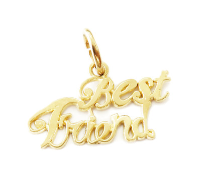 14k Yellow Gold Best Friend Charm Necklace Pendant ~ 0.7g | eBay