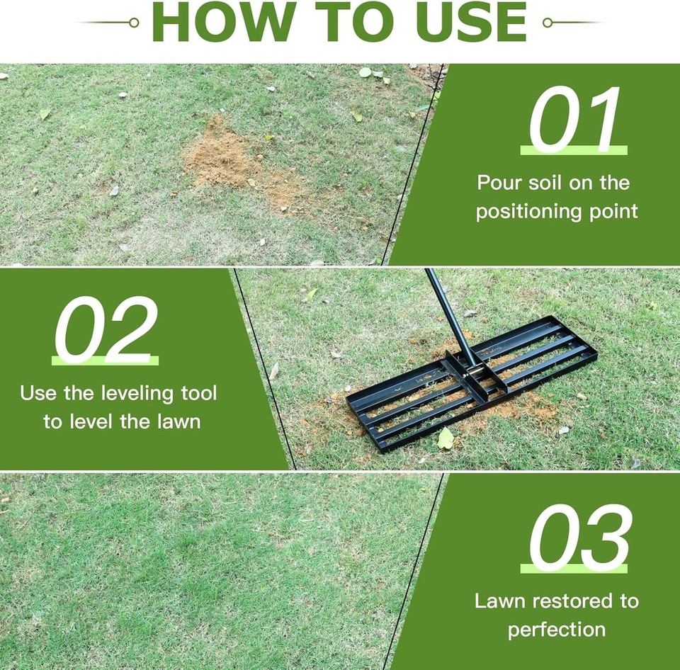 Lawn Leveller 75x25cm 45cm Levelling Rake Lute Steel 2m Adjustable ...