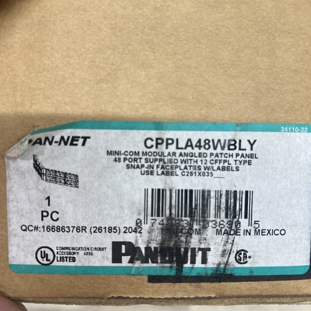 Panduit CPPLA48WBLY Mini Com 48 Port Modular Angled Patch Panel for ...