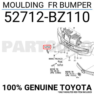 52712BZ110 Genuine Toyota MOULDING FR BUMPER 52712-BZ110 | eBay