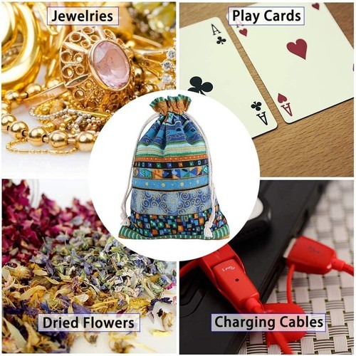 20 X Mixed Color Ethnic Drawstring Jewelry Small Pouch Cloth Favor Bag ...