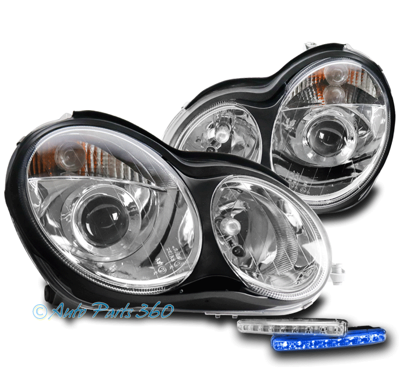 FOR 01-07 MERCEDES-BENZ W203 C-CLASS 4DR CHROME PROJECTOR HEADLIGHT ...