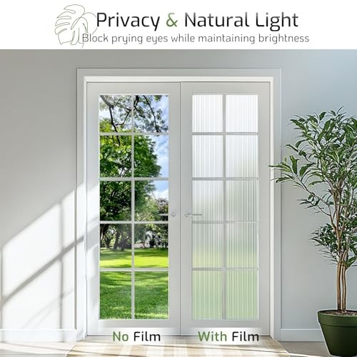 Reeded Glass Window Privacy Film, Frosted Glass 35.4" x 78.7" Reeded ...