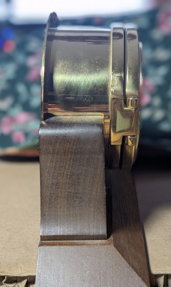 Vintage Benchmark Brass Ships Bell Clock with Wooden Stand | eBay