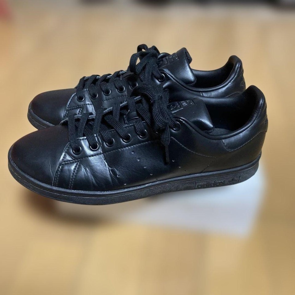 adidas Stan Smith FX5499 Men Black Leather Low Top Sneakers | eBay ...
