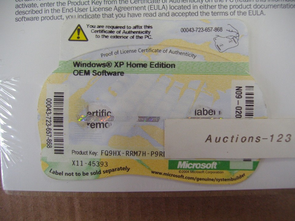 MICROSOFT WINDOWS XP HOME FULL ENGLISH OPERATING SYSTEM OS MS WIN =NEW ...