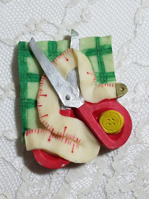 CUTE VINTAGE SEWING SEAMSTRESS THEME REFRIGERATOR MAGNET SCISSORS ...