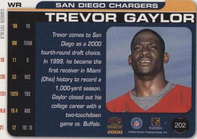 2000 Pacific Paramount Trevor Gaylor #202 for sale | eBay