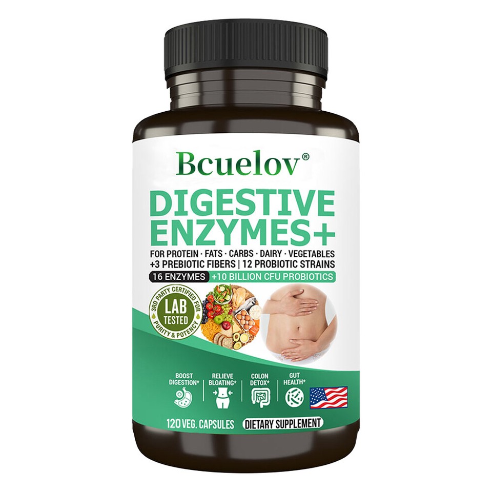 Digestive Enzymes w/ Prebiotic & Probiotics, Gas, Constipation ...