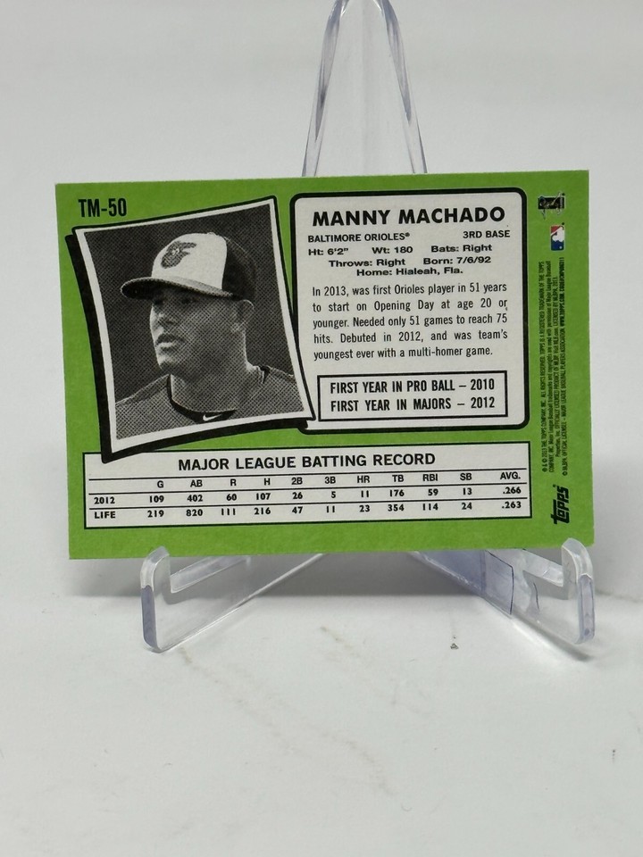 2013 Topps Baseball Manny Machado Mini Rookie RC Card #TM-50 sc | eBay