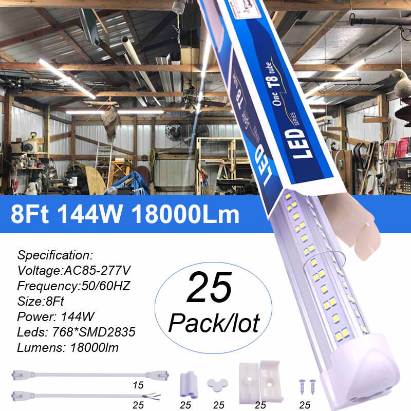 8Ft LED Shop Light 144W 4 Row 96 Inch Cooler Door Freezer LED Tube ...