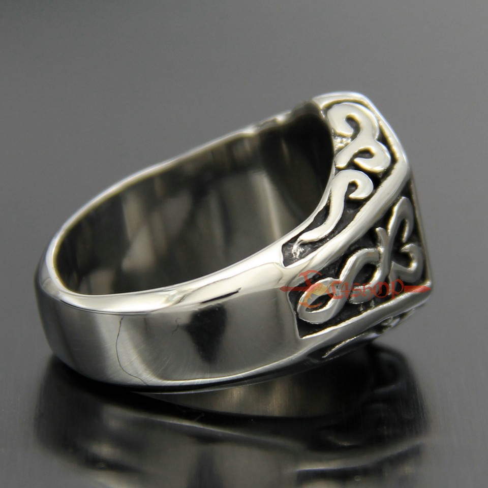 Men's Viking Nordic Celtic 316L Stainless Steel Thor's Hammer Ring ...