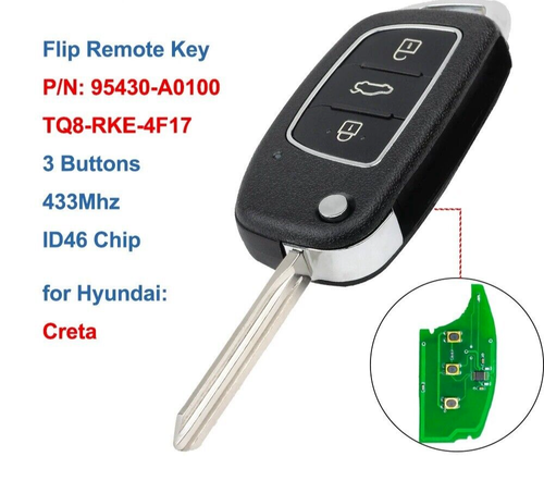 Flip Remote Key Fob 433MHz ID46 Chip for Hyundai Creta 2016 2017 | eBay ...