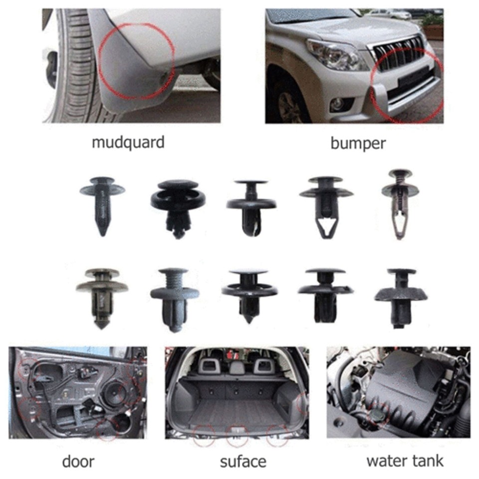 100pcs Bumper Clips FENDER TRIM Car Push Pin Rivet Fastener Retainer 9 ...