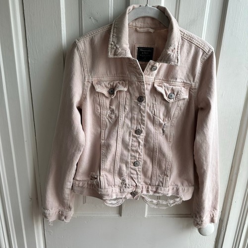 Abercrombie & Fitch Blush Pink Distressed Jean Jacket | eBay
