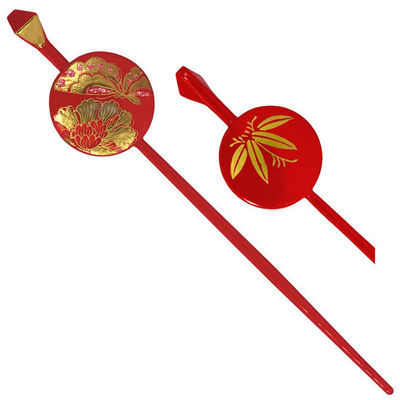 Japanese Geisha Kanzashi Hairpin Hair Stick Red Peony Butterfly, Made ...