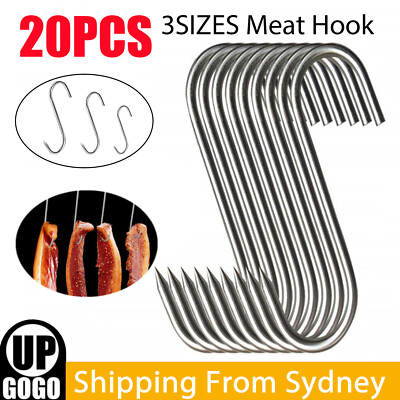 20Pcs S-Shaped Meat Hook Heavy Duty Stainless Steel Butcher Hooks ...