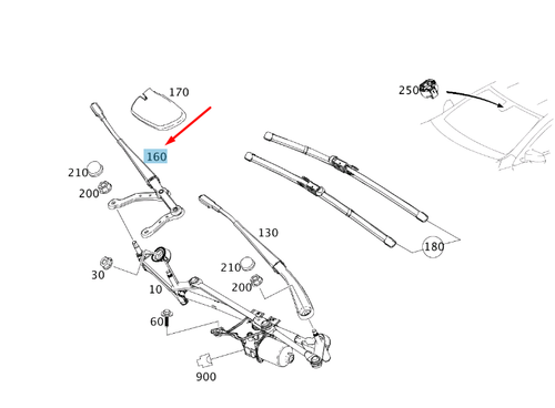 MERCEDES-BENZ GLA X156 Wischerarm vorne rechts LHD A1768203600 NEU ...
