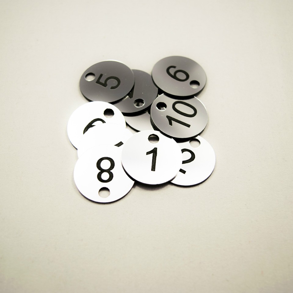 10x3cm Laser Engraved Number Discs, Table, Tags, Locker, Pub ...