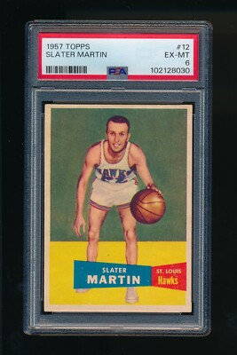 1957 Topps #12 Slater Martin PSA 6 EX-MT St. Louis Hawks HOF RC | eBay