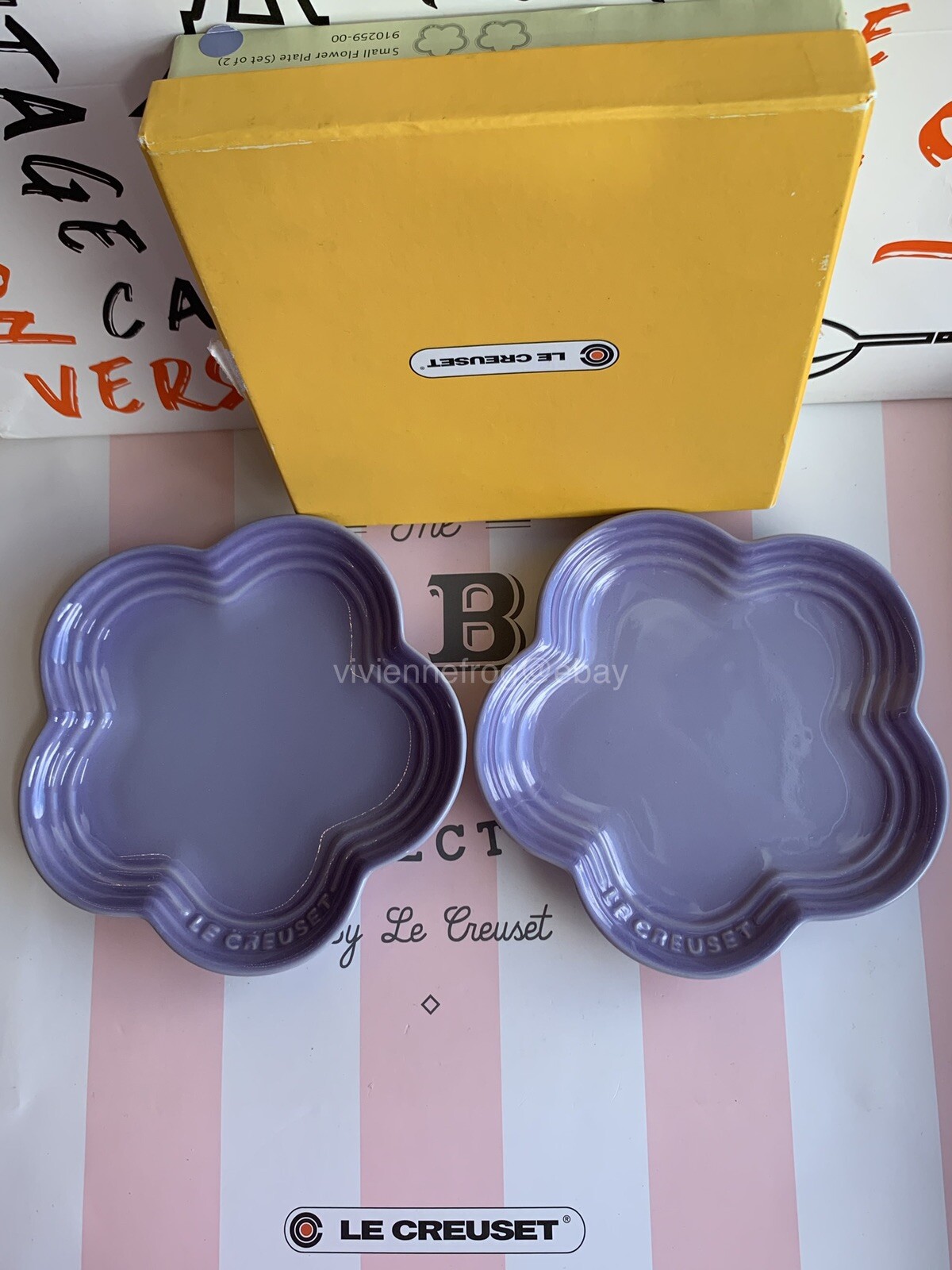 LE CREUSET PASTEL PURPLE 5.5" / 14cm SMALL FLOWER PLATE SET OF 2 ...