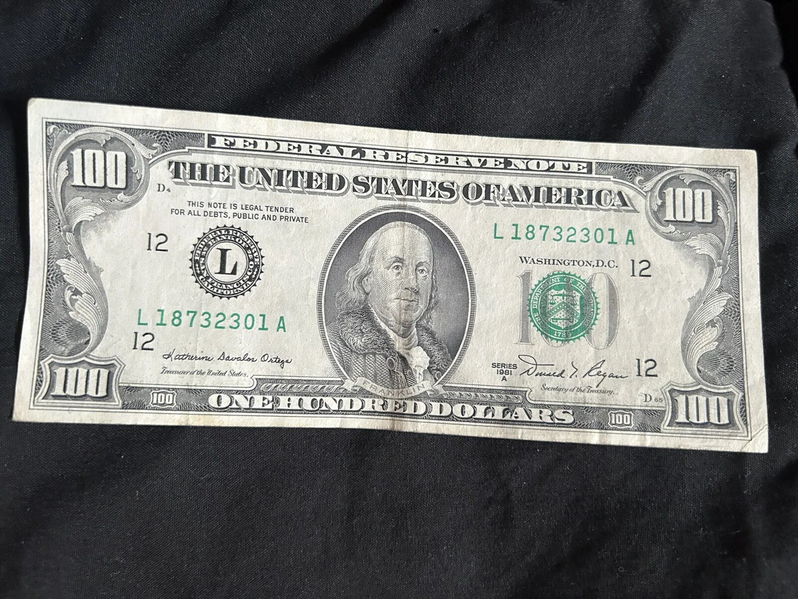 1981 Series a- $100 Federal Reserve Note- Excellent Condition, Great ...