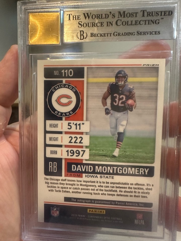DAVID MONTGOMERY RC~ 2019 Contenders OPTIC ROOKIE TICKET AUTO SILVER ...