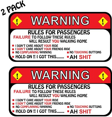 Safety Warning Rules For Passengers 2 Pack Funny Decal Sticker p434 | eBay