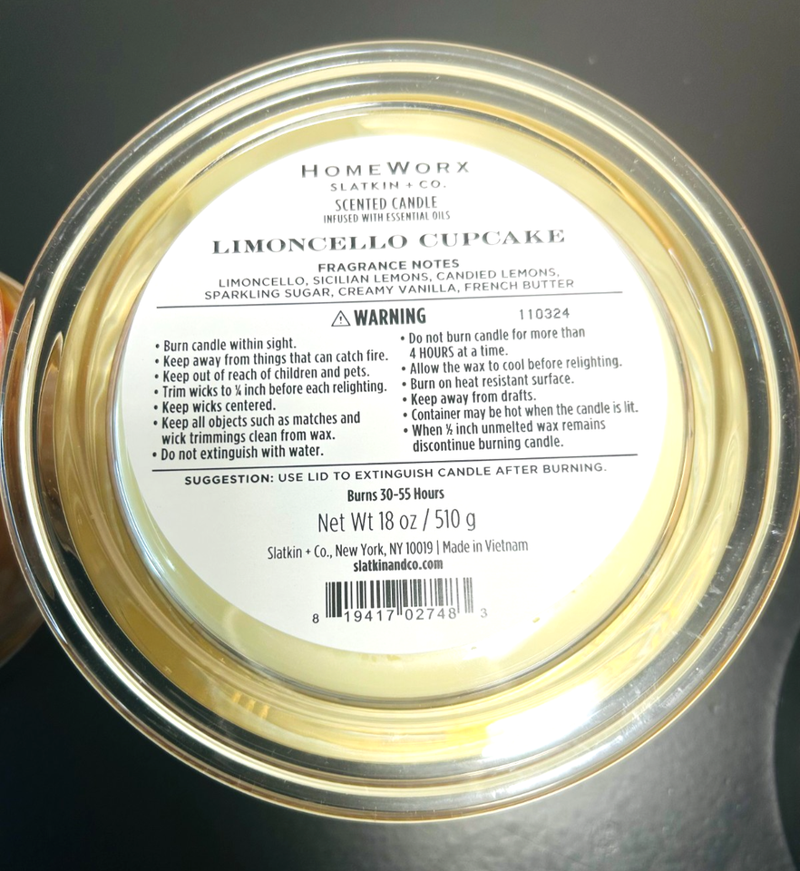 Homeworx by Slatkin Limoncello Cupcake & Iced Tea 4-Wick Candles 18oz ...