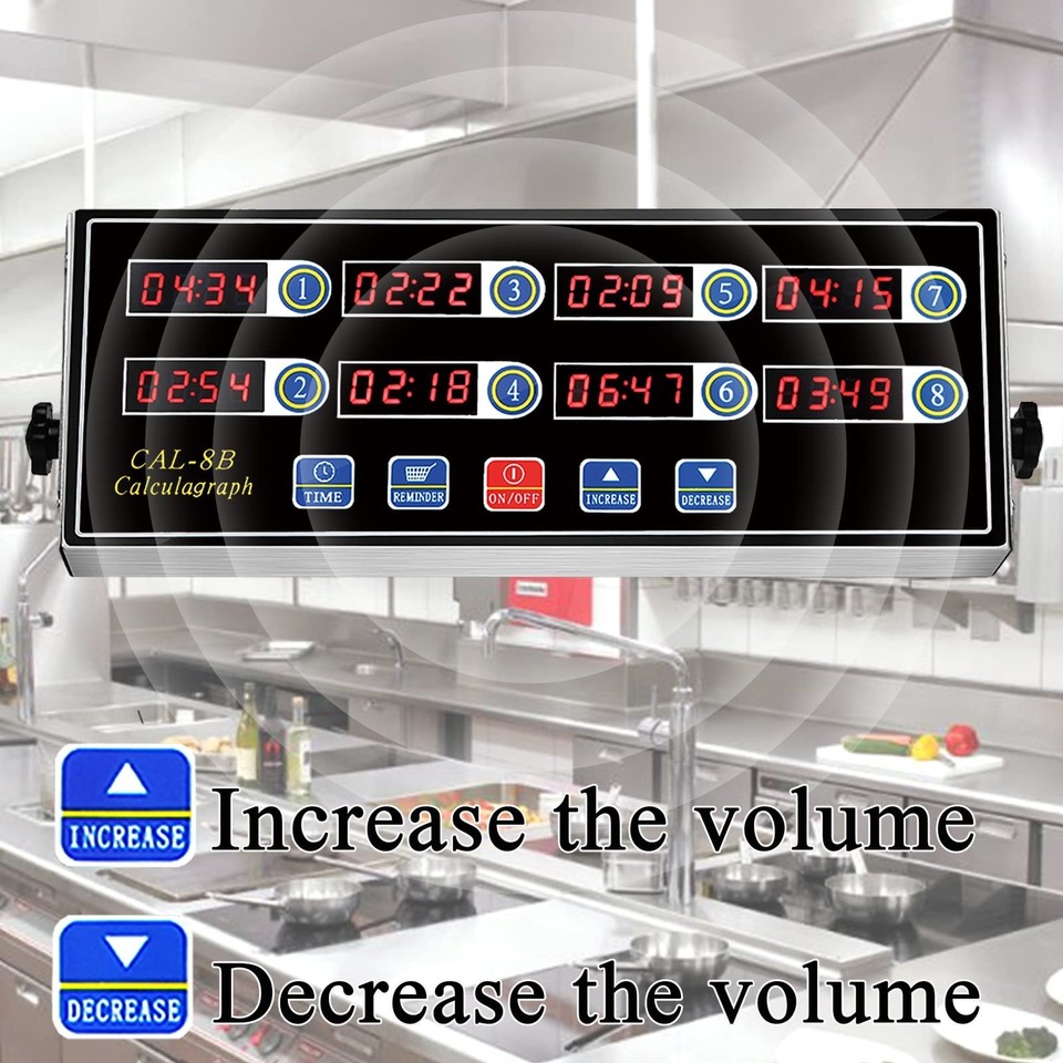 Kitchen Timers for Cooking, 8 Channel, Commercial Grade, Stainless ...