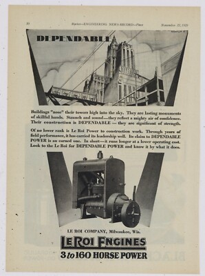 1928 Le Roi Co. Ad: LeRoi Dependable Engines - 3-160HP - Milwaukee ...