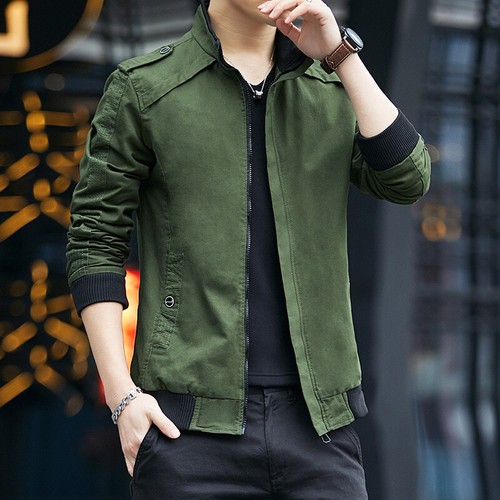 Spring /Autumn Army Jackets Men's Cotton Stand Collar Thin Slim Fit ...