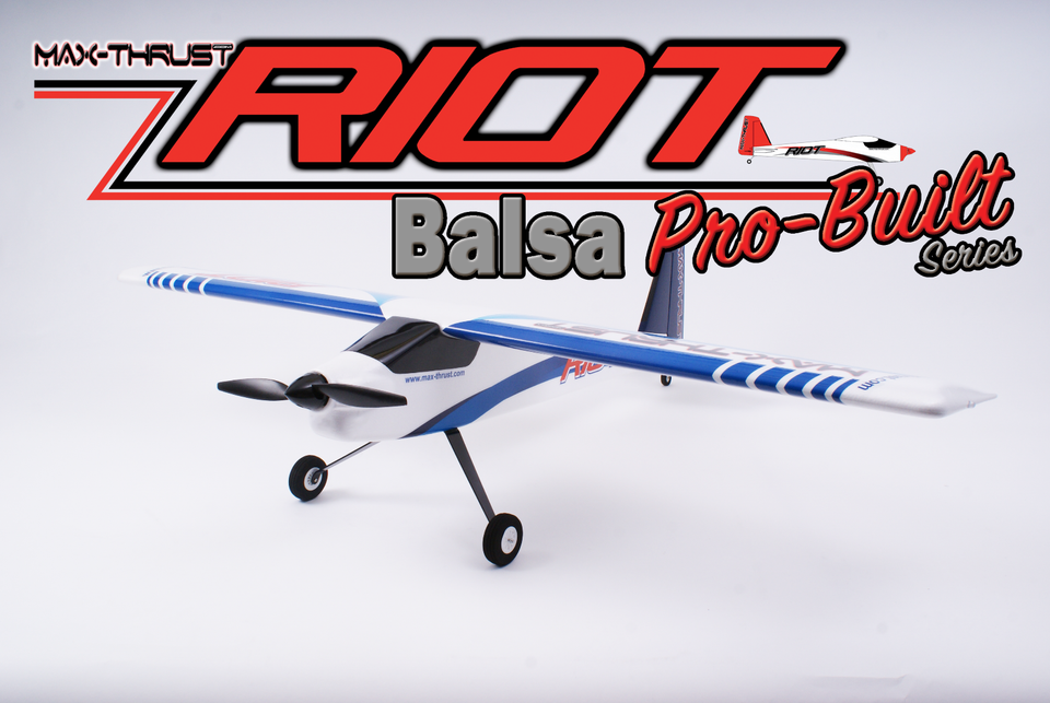 Max-Thrust Riot Balsa Wood Pro-Built Series RC Model Plane Kit (Blue ...