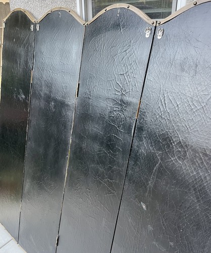 VINTAGE PAINTED WOOD AND LEATHER FOUR PANELS ROOM DIVIDER ANGELS ...