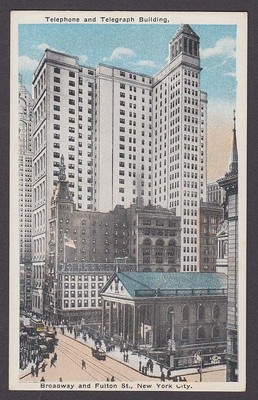 Telephone & Telegraph Building Broadway & Fulton New York NY postcard ...